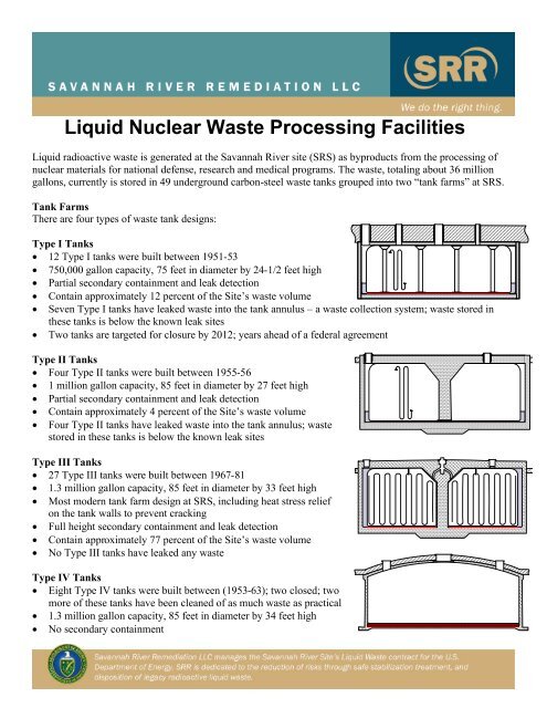 Liquid Nuclear Waste Processing Facilities - Savannah River Site