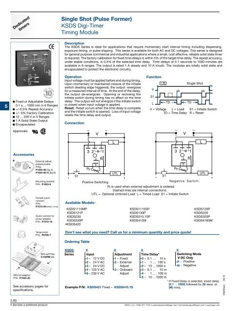Single Shot (Pulse Former) KSDS Digi-Timer Timing Module - SSAC