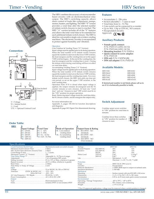 HRV Series Timer - Vending - SSAC