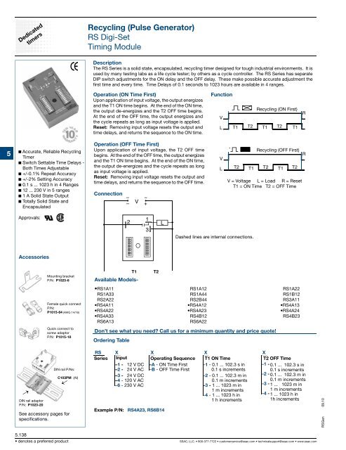 Recycling (Pulse Generator) RS Digi-Set Timing Module - SSAC