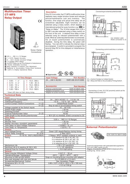 Multifunction Timer CT-MFS Relay Output External ... - SSAC