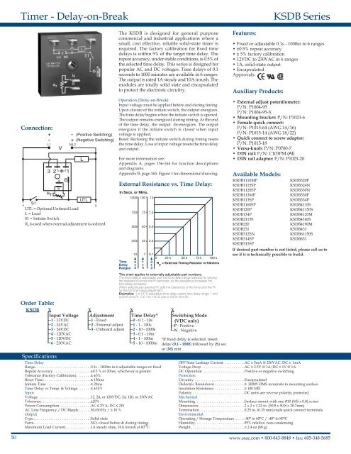 KSDB Series Timer - Delay-on-Break - SSAC
