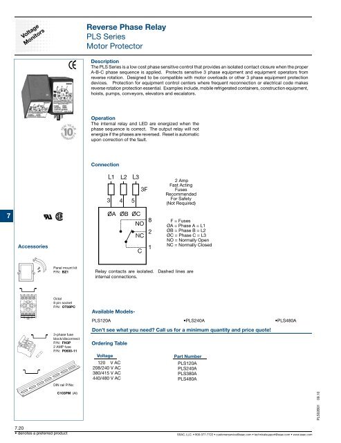 Reverse Phase Relay PLS Series Motor Protector - SSAC