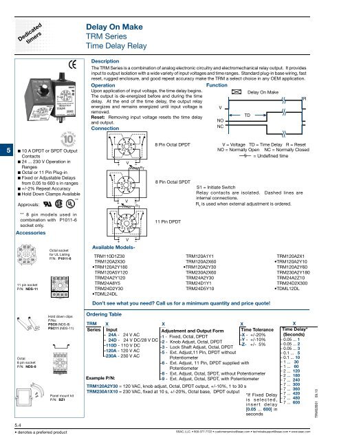 Delay On Make TRM Series Time Delay Relay - SSAC