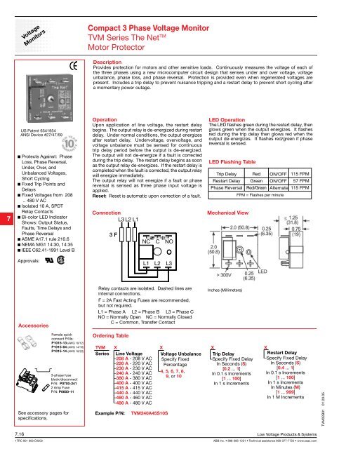 Compact 3 Phase Voltage Monitor TVM Series The NetTM ... - SSAC
