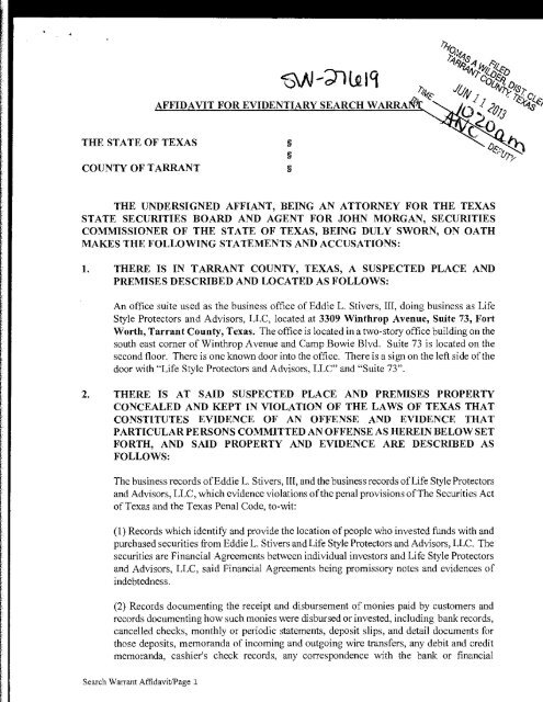 Search Warrant Affidavit DC 383 Affidavit For Search Warrant | Fill