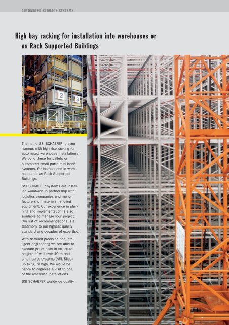 High bay racking for installation into warehouses or ... - SSI-Schaefer