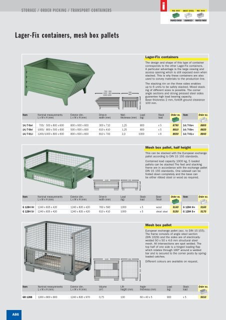Lager-Fix containers, mesh box pallets - SSI-Schaefer