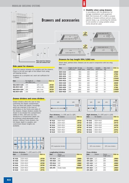 Drawers and accessories - SSI-Schaefer