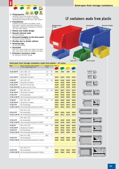 LF containers made from plastic