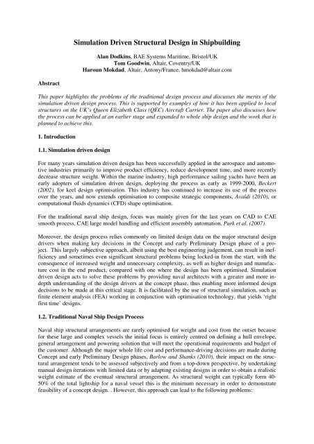 Simulation Driven Structural Design in Shipbuilding