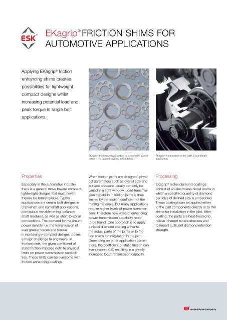 Ekagrip® FRICTION SHIMS FOR AUTOMOTIVE ... - ESK