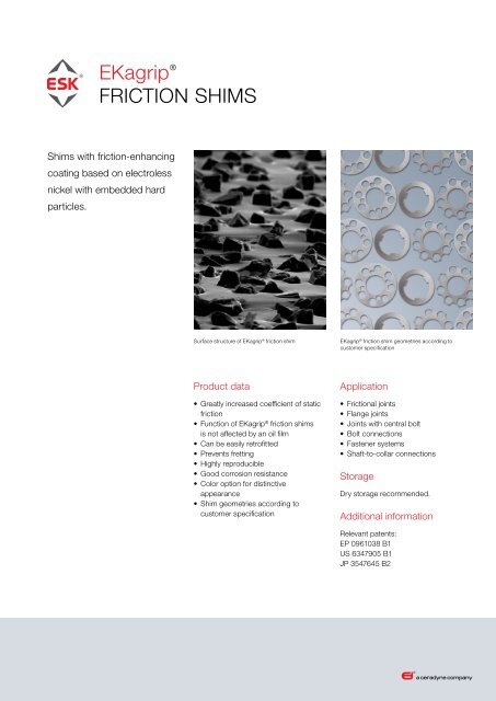 Ekagrip® FRICTION SHIMS - ESK