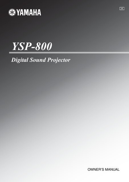 Manual for Yamaha YSP-800 Digital Sound Projector