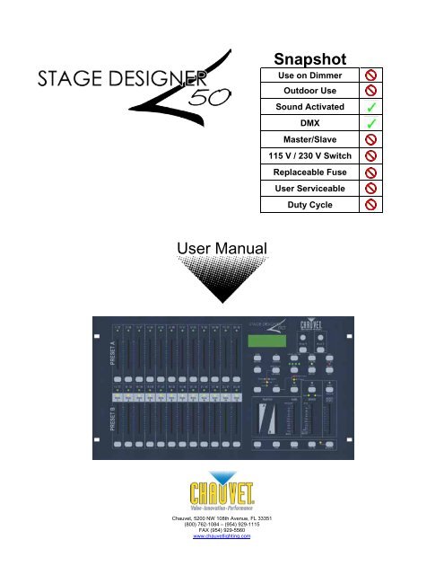 Stage Designer 50 User Manual - CHAUVET® Lighting