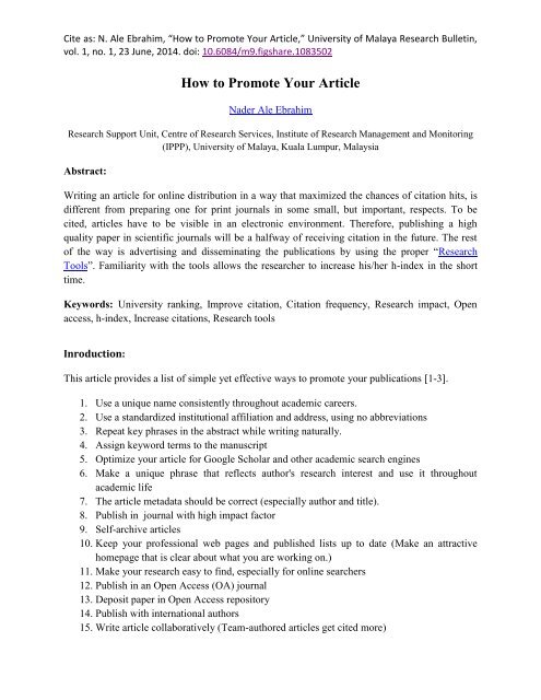 How to Promote Your Article