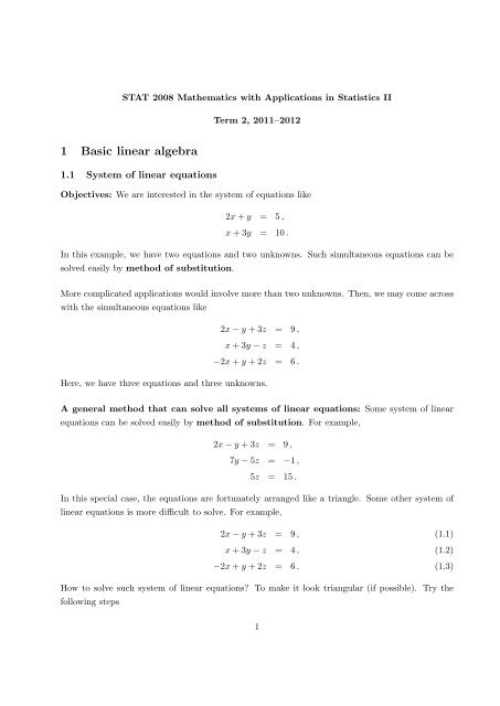 1 Basic linear algebra
