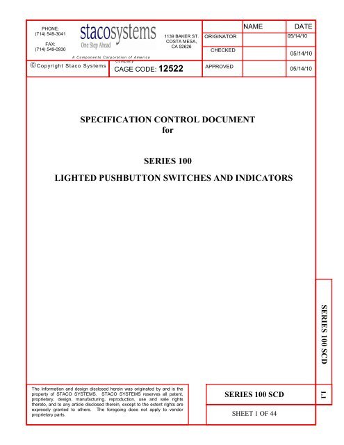 SPECIFICATION CONTROL DOCUMENT for ... - Staco Systems