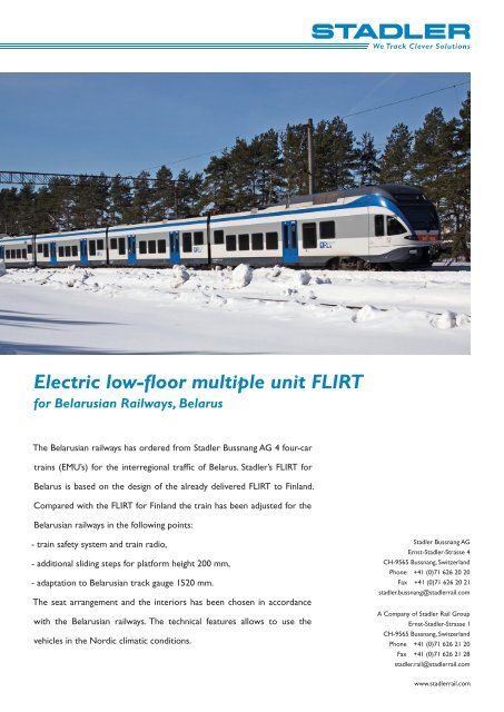 Electric low-floor multiple unit FLIRT - Stadler