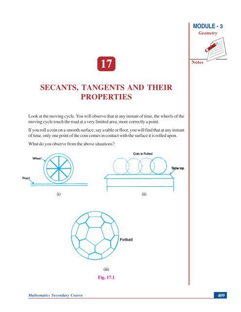 Chapter 17. Secants, Tangents and their Properties
