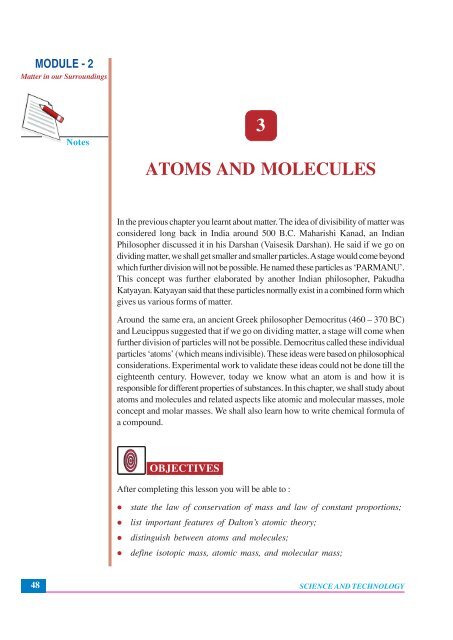 3 ATOMS AND MOLECULES