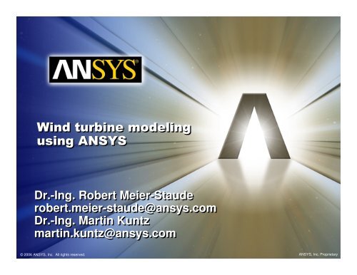 Wind turbine modeling using ANSYS Wind turbine ... - DANSIS
