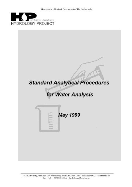 Standard Analytical Procedures for Water Analysis - Central Water ...
