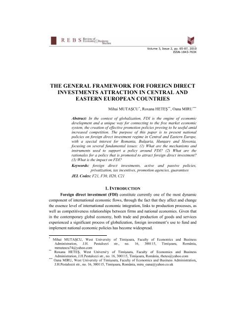 Abstract: Keywords: JEL Codes: - REBS