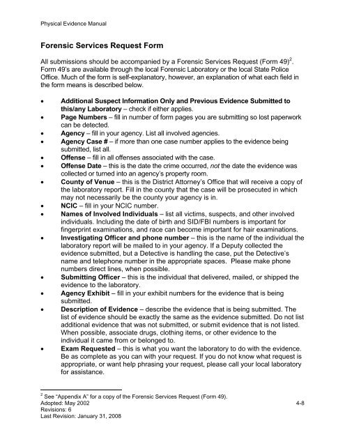 Physical Evidence Manual
