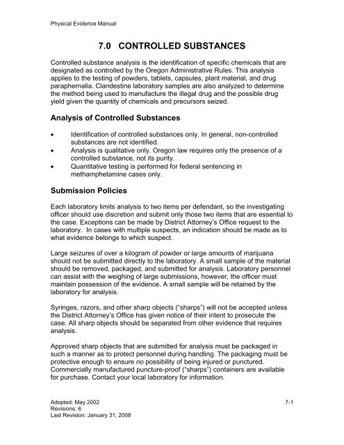 Physical Evidence Manual