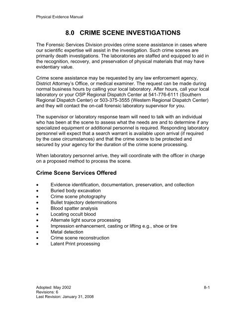 Physical Evidence Manual