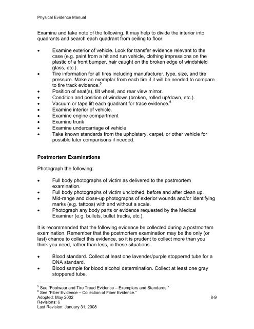 Physical Evidence Manual