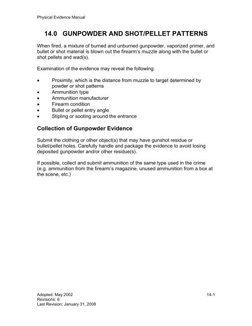 Physical Evidence Manual