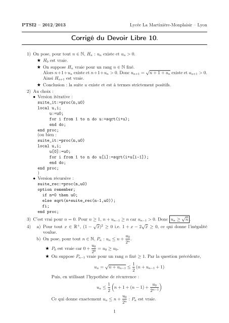 CorrigÃ© du Devoir Libre 10.