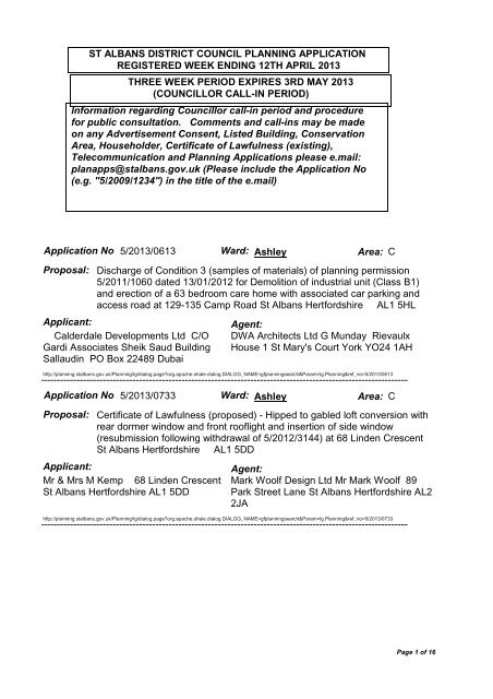 Planning Applications and Decisions - w/e 12th April 2013