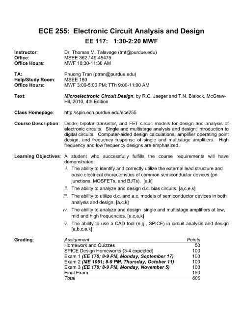 Course Syllabus - Purdue University