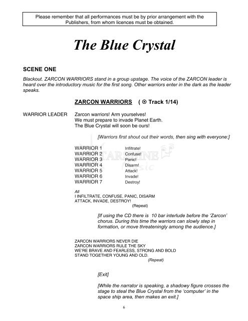 The Blue Crystal script sample - Starshine Music