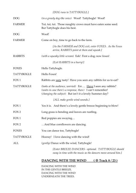 Tattybogle script sample - Starshine Music