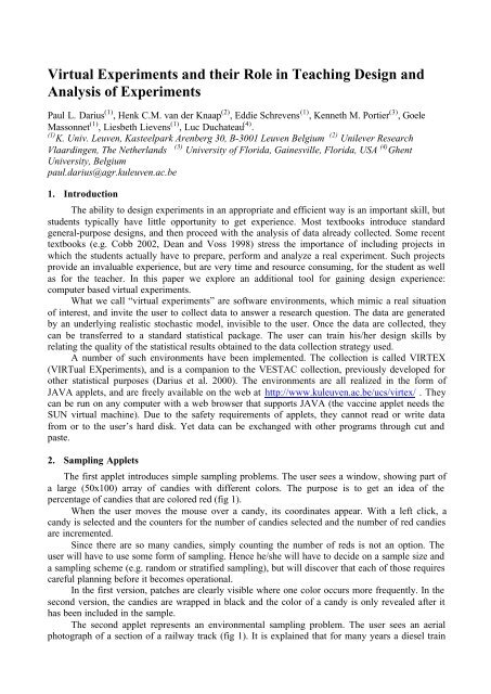Virtual Experiments and their Role in Teaching Design and Analysis ...