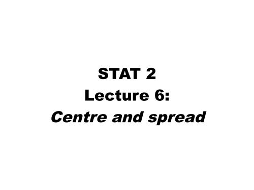Lecture 6 - UC Berkeley Statistics