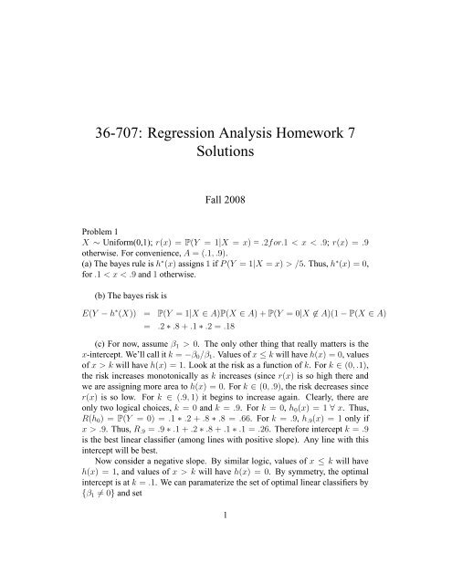 36-707: Regression Analysis Homework 7 Solutions