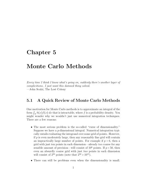 Chapter 5 Monte Carlo Methods