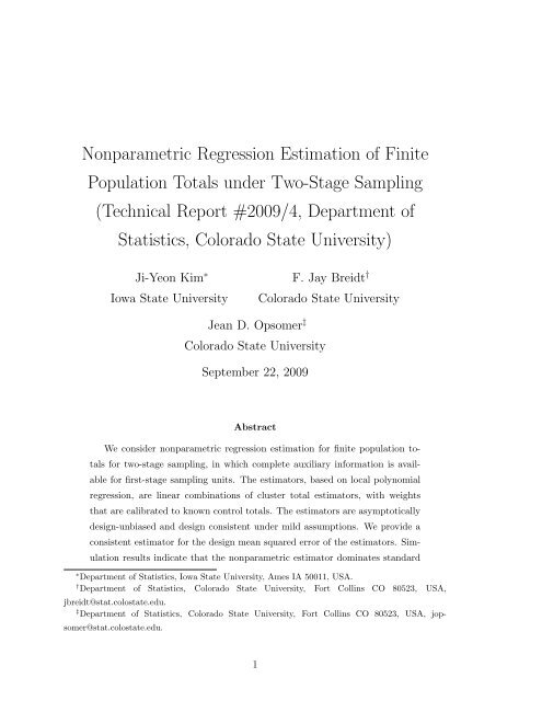 Nonparametric Regression Estimation Of Finite Population Totals