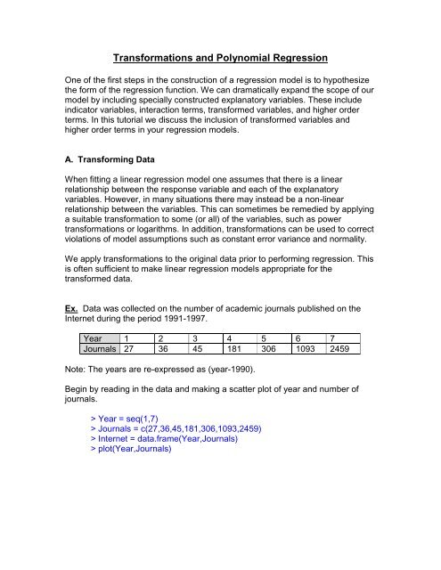 Transformations and Polynomial Regression