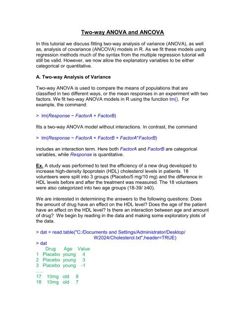Two-way ANOVA and ANCOVA
