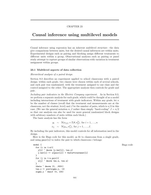 Chapter 23: Causal inference using multilevel models
