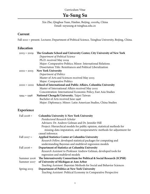 curriculum vitae - Department of Statistics - Columbia University curriculum vitae - Department of Statistics - Columbia University