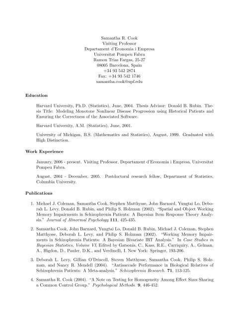 My CV - Department of Statistics - Columbia University My CV - Department of Statistics - Columbia University