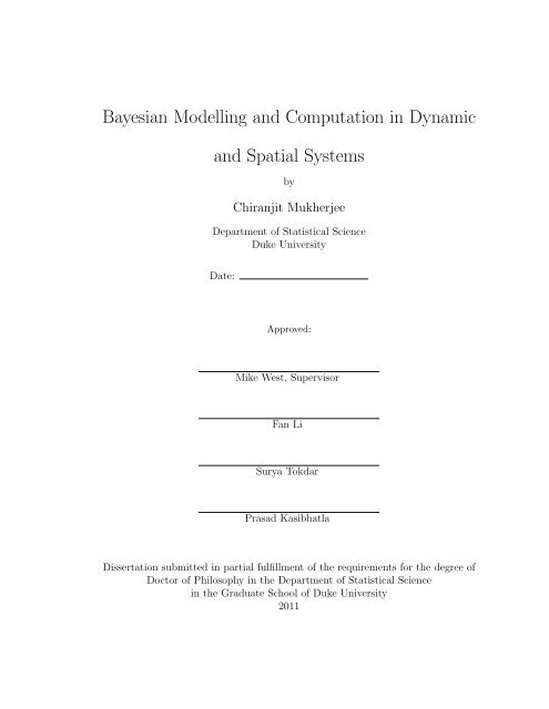 Bayesian Modelling And Computation In Dynamic And Spatial Systems