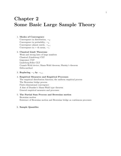 Chapter 2 Some Basic Large Sample Theory